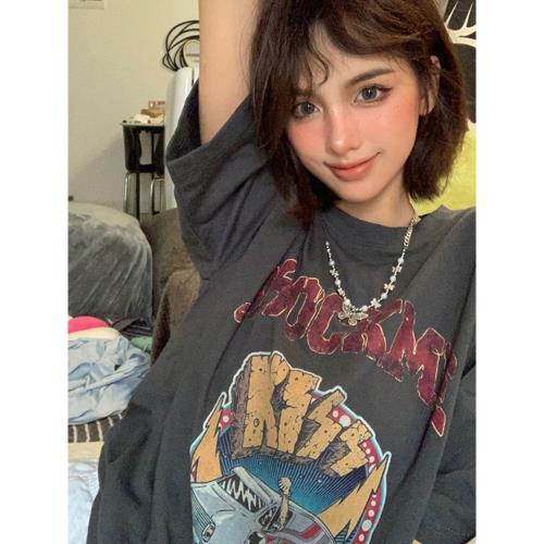 美式街頭復古卡通印花短袖T恤女夏季新款寬松ins潮牌純棉休閑上衣|T恤|ETMall東森購物網