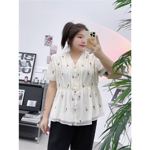 大碼胖mm蕾絲拼接荷葉邊短袖襯衫|大尺碼內搭|ETMall東森購物網