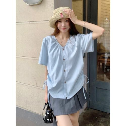 減齡大碼胖mm小眾寬松別致抽繩|襯衫|ETMall東森購物網