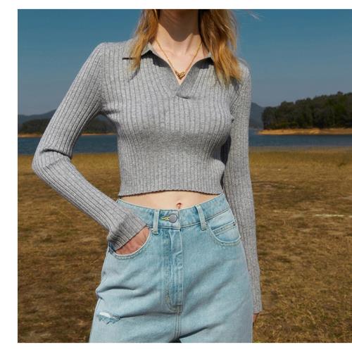 polo V領長袖毛衣bm風針織衫|毛針織衫|ETMall東森購物網