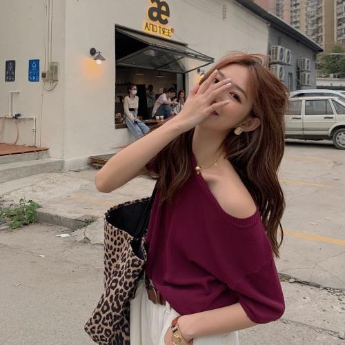 小眾輕熟港風寬松短袖T恤女155矮小個子夏季薄款冰絲針織短款上衣|防曬脖套|ETMall東森購物網