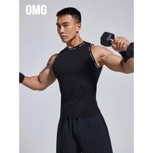 OMG潮牌 設計感夏季緊身健身背心男寬松透氣彈力運動無袖t恤訓練|健身衣|ETMall東森購物網