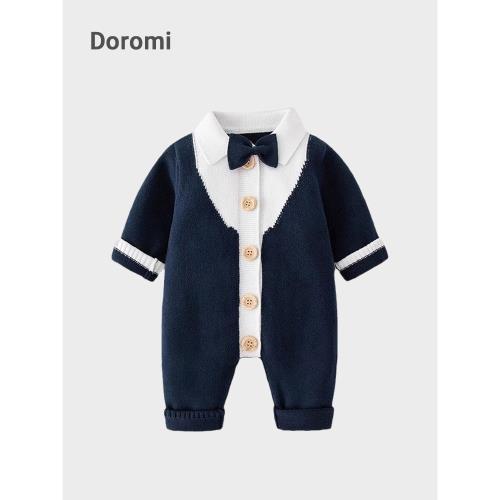 Doromi嬰兒西裝周歲禮服男寶寶冬天毛線連體衣一歲男孩洋氣哈衣冬|連身衣/爬服/哈衣|ETMall東森購物網