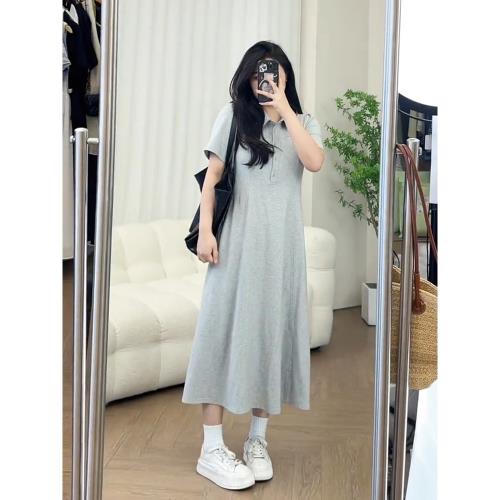 polo顯瘦胖mm休閑t恤長裙夏裝|大尺碼連身裙|ETMall東森購物網