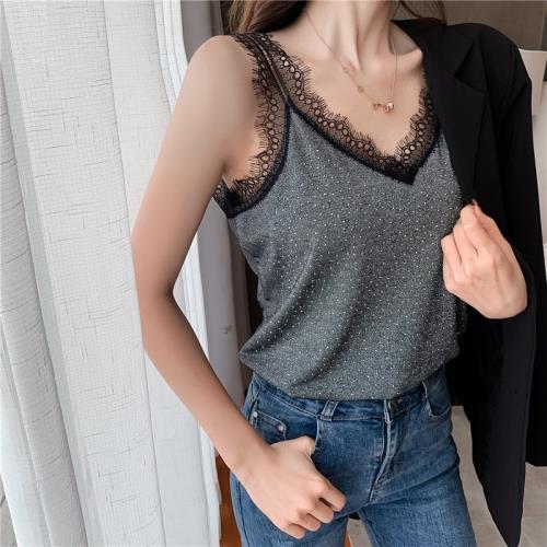 黑色性感花邊V領胖mm打底衫蕾絲|背心吊帶|ETMall東森購物網