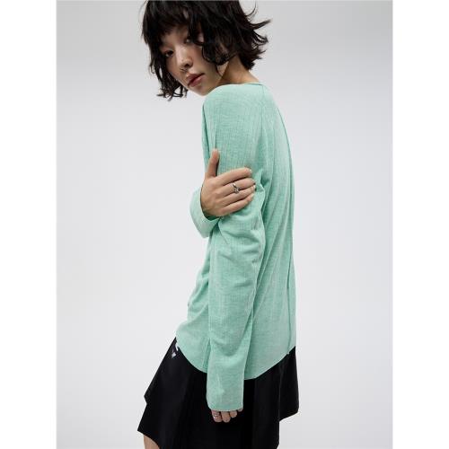 FUNKYFUN 2024AW 純色坑條肌理寬領柔軟長袖tee|T恤|ETMall東森購物網