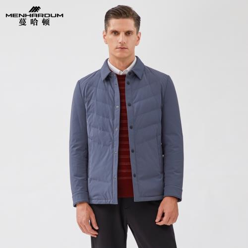 MENHARDUM/蔓哈頓冬裝新品中年男士短款翻領羽絨服薄款白鴨絨外套|羽絨服|ETMall東森購物網
