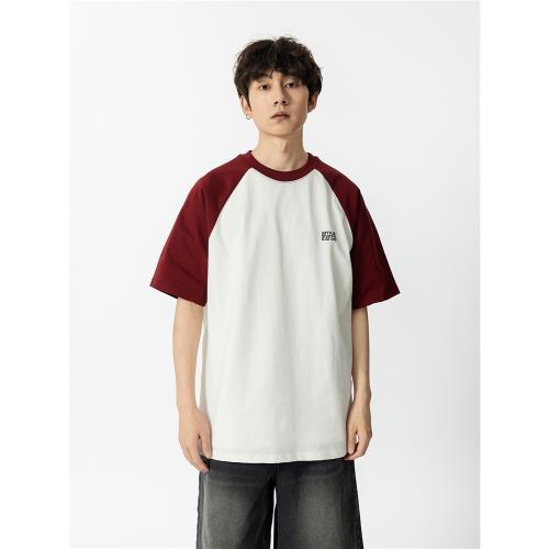 YOKE STUDIO 美式復古撞色拼接短袖T恤男cityboy夏季寬松T恤女潮|T恤|ETMall東森購物網