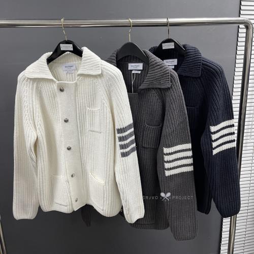 TB翻領粗針條紋拉鏈毛衣休閑外套|針織衫/毛衣|ETMall東森購物網