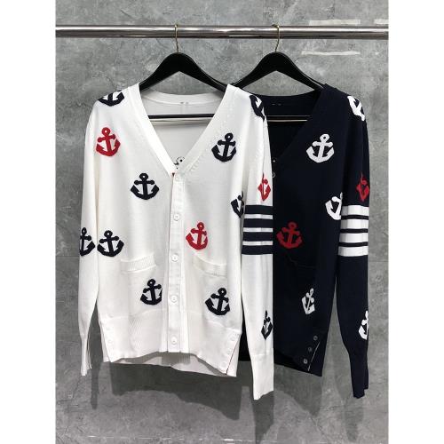 tb針織開衫男女V領毛衣薄款春秋新款外穿潮流四條杠寬松船錨外套|針織衫/毛衣|ETMall東森購物網