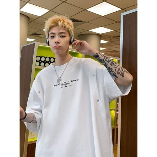 假兩件短袖t恤男夏季230克重磅純棉設計感小眾潮牌純色半截袖體恤|T恤|ETMall東森購物網