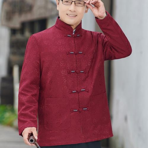 中老年人唐裝男外套春秋季夾克衫爸爸裝老人衣服男60-70-80歲漢服|唐裝|ETMall東森購物網