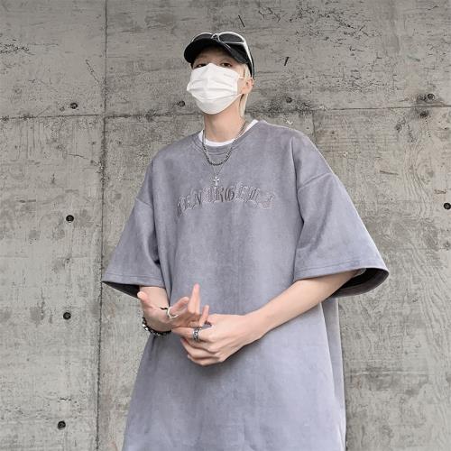 重磅300克刺繡T恤高街小領口短袖|T恤|ETMall東森購物網