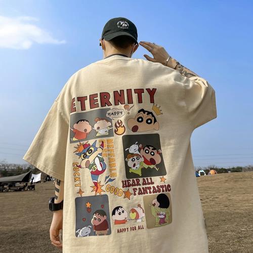 潮牌雙紗男款ins蠟筆小新短袖t恤|T恤|ETMall東森購物網