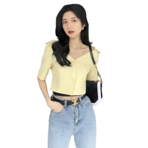 chic高腰黃色短款上衣bm風襯衫|襯衫|ETMall東森購物網
