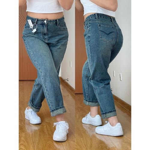 300斤胖mm春秋梨形身材牛仔褲|大尺碼褲裝|ETMall東森購物網