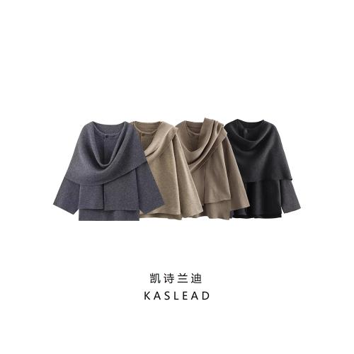 KASLEAD歐美風圍巾短款針織大衣|短外套|ETMall東森購物網