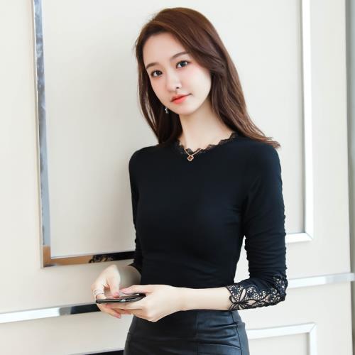 莫代爾蕾絲修身加絨長袖打底衫|T恤|ETMall東森購物網