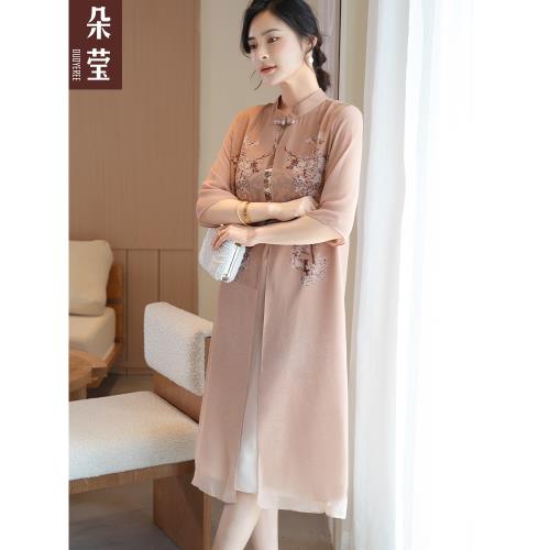 媽媽夏裝中國風連衣裙子氣質改良旗袍裙中老年女大碼40歲50春秋|中老年女裝|ETMall東森購物網