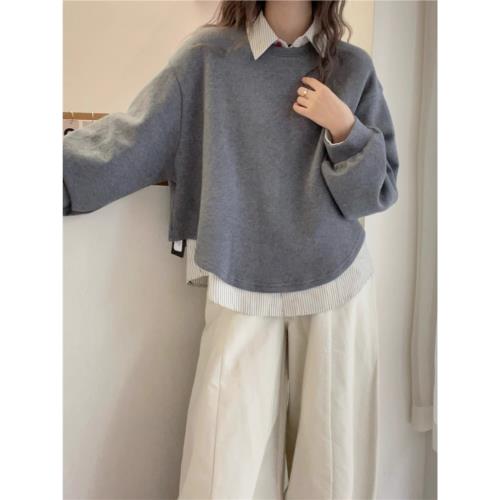 衛衣歐貨chic穿搭大碼胖mm假兩件|衛衣/絨衫|ETMall東森購物網