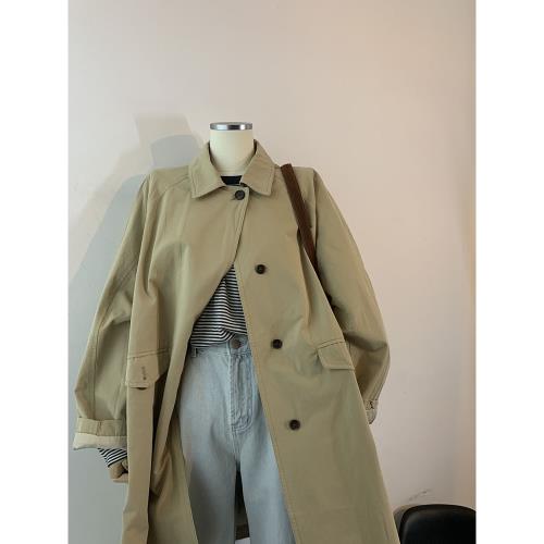 女款英倫chic卡其色春秋風衣外套|常規大尺碼外套|ETMall東森購物網