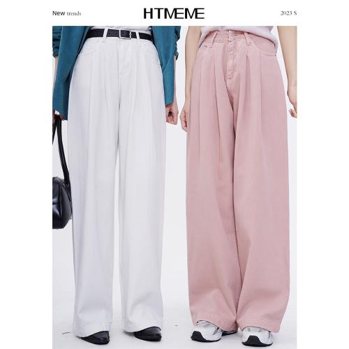 花田櫥窗HTmeme粉色壓褶牛仔褲|牛仔褲|ETMall東森購物網