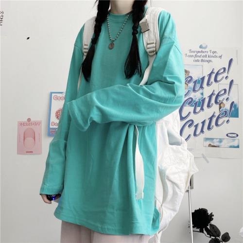 網紅ins秋冬湖藍色內搭長袖T恤|T恤|ETMall東森購物網