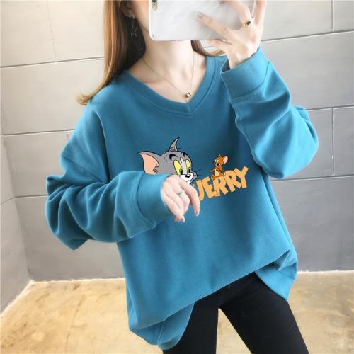 胖mm春秋薄款寬松遮肚V領ins衛衣|大尺碼連身裙|ETMall東森購物網