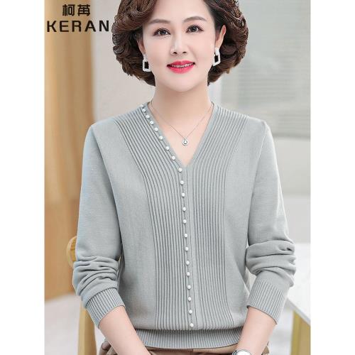 秋裝針織50歲洋氣領毛衣T恤衫|中老年女裝|ETMall東森購物網