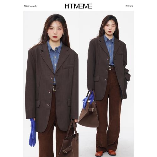 花田櫥窗HTmeme 老式咖啡館~復古西裝外套女春秋高級休閑西服上衣|西裝|ETMall東森購物網