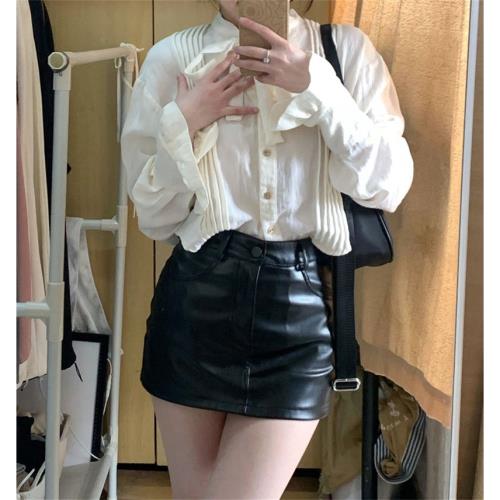 辣妹黑色pu半身裙女大碼胖mm春秋超短裙高腰質感a字包臀裙皮裙褲|半身裙|ETMall東森購物網