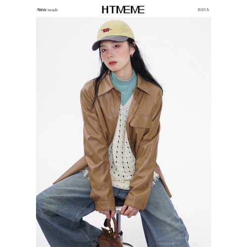 花田櫥窗HTmeme賽博六感寬松皮衣|金秋購物節，全站最高39%回饋，消費滿額再抽999黃金|皮衣|ETMall東森購物網