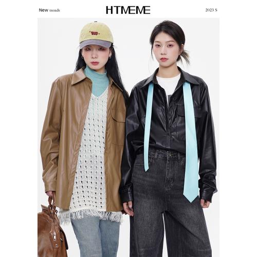 花田櫥窗HTmeme賽博六感寬松皮衣|皮衣|ETMall東森購物網