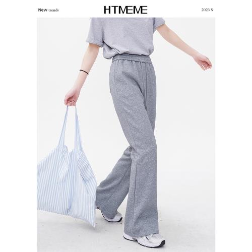 花田櫥窗HTmeme 誰穿誰好看 運動休閑喇叭褲女春秋高腰衛褲闊腿褲|休閒褲|ETMall東森購物網