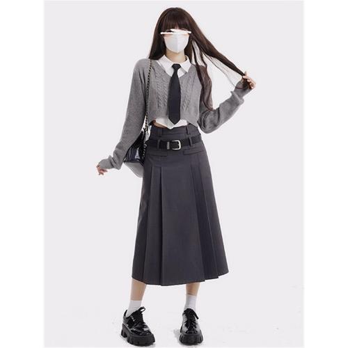 減齡美式甜辣收腰百褶裙jk制服|時尚套裝|ETMall東森購物網