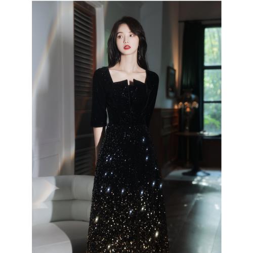 大碼胖mm氣質黑色200斤晚禮服裙|禮服/晚裝|ETMall東森購物網