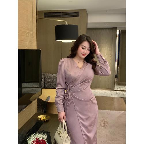 GLEC國風提花系帶連衣裙秋冬裝|大尺碼連身裙|ETMall東森購物網