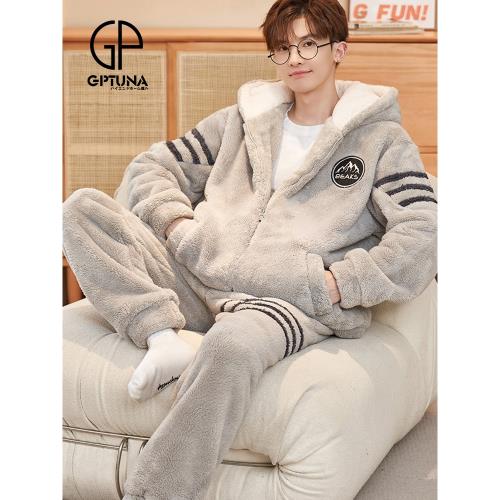 GP日系青少年法蘭絨冬款男睡衣|睡衣/家居服套裝|ETMall東森購物網