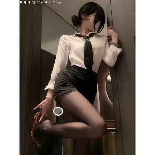 情趣秘書cos職業裝性感制服御姐ol女qqny睡衣襯衣包臀裙兩件套裝|睡裙|ETMall東森購物網