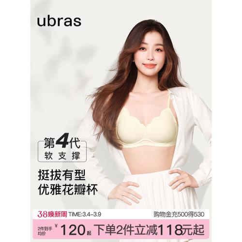 (免運)虞書欣同款ubras鉆石紗小花瓣內衣薄款小胸聚攏無痕軟支撐文胸罩|胸罩|ETMall東森購物網