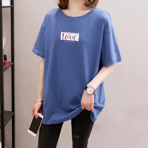 中長款夏季大碼200斤短袖T恤洋氣時尚中年媽媽純色寬松女裝上衣|T恤|ETMall東森購物網