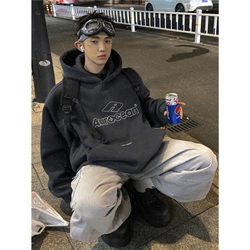 Aurocean 加絨連帽衛衣 深鐵灰色520克重磅珠地搖粒絨加厚外套|衛衣|ETMall東森購物網