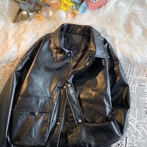 PU皮衣男秋冬季高街ins潮牌痞帥機車夾克男美式復古休閑防風外套|皮衣|ETMall東森購物網