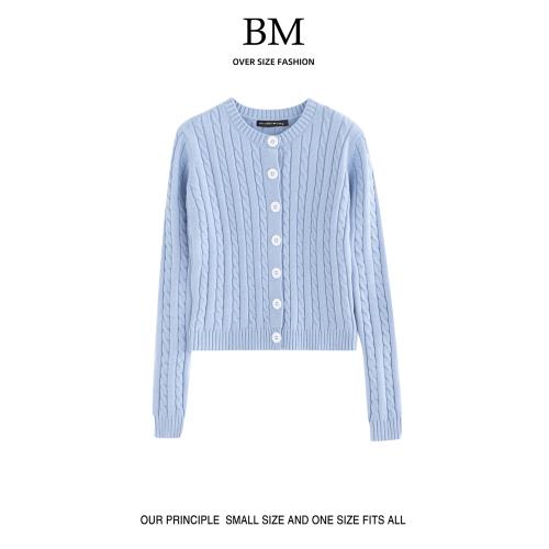 BM Fashion歐陽娜娜同款單排扣麻花針織開衫上衣女bm外套修身毛衣|毛針織衫|ETMall東森購物網