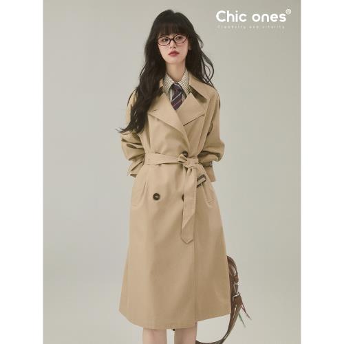Chic ones卡其色中長款風衣外套|風衣|ETMall東森購物網