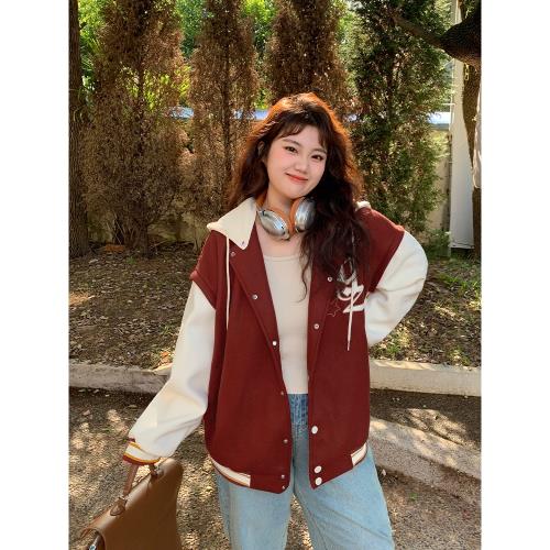 YUZI魚子上衣美式棒球服毛呢外套大碼女裝秋季微胖mm妹顯瘦200斤|常規大尺碼外套|ETMall東森購物網