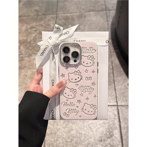 適用蘋果16ProMax手機殼iPhone15pro閃鉆鏡框ins鏤空星星KT貓14日韓新款13超火爆款plus全包硅膠12網紅保護套|手機保護套/殼|ETMall東森購物網
