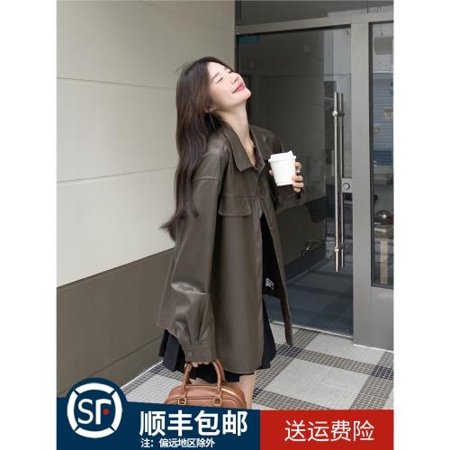 復古高級感pu皮夾克上衣女初秋穿搭2025新款網紅炸街氣質皮衣外套|皮衣|ETMall東森購物網