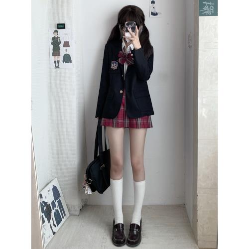 嶼津高/原創jk西服格裙襯衫三件套西裝外套兩粒扣jk制服春秋套裝|學生校服|ETMall東森購物網
