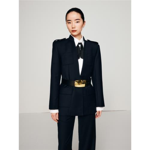 Z老板 Gu意式軍政無領廓形羊毛西裝|金秋購物節，全站最高39%回饋，消費滿額再抽999黃金|西裝|ETMall東森購物網